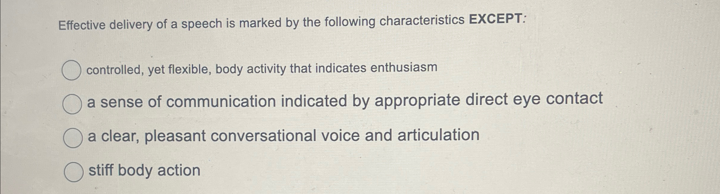 Solved Effective delivery of a speech is marked by the | Chegg.com