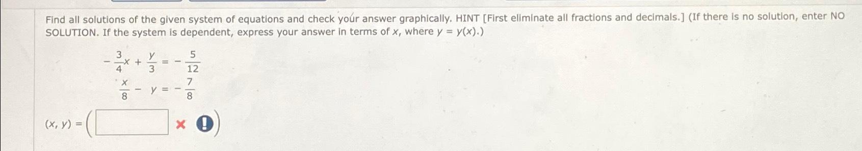 Solved Find all solutions of the given system of equations | Chegg.com
