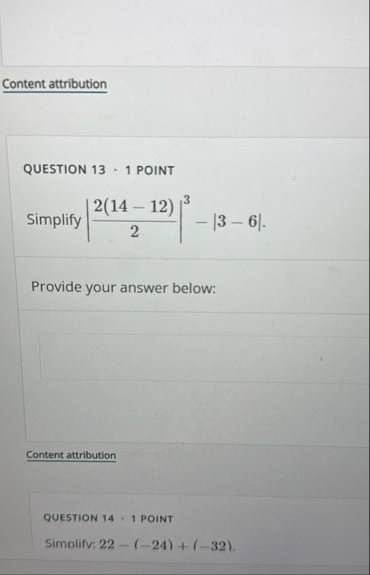 Content attributionQUESTION 13 • 1 ﻿POINTSimplify | Chegg.com