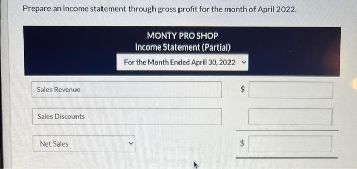 Solved prepare an income statement through gross profit for | Chegg.com
