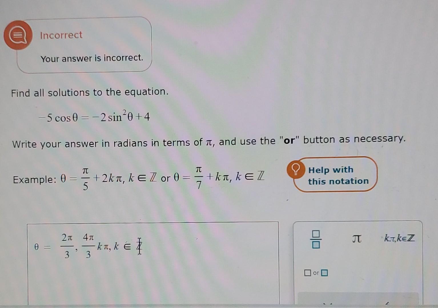 Solved Incorrect Your answer is incorrect. Find all | Chegg.com
