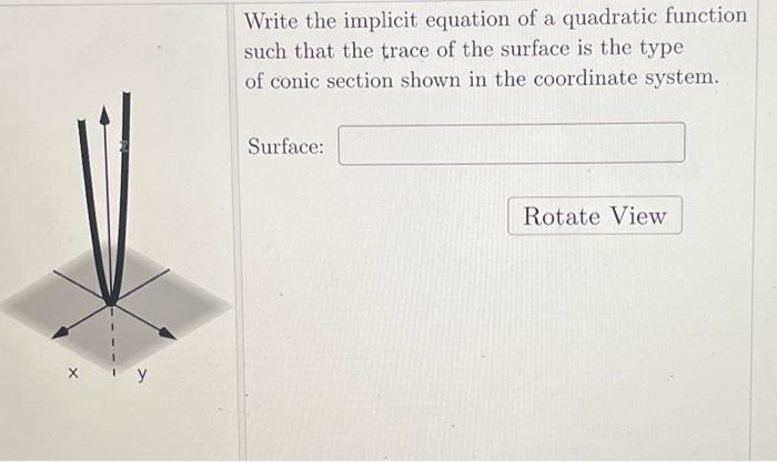 Solved Write The Implicit Equation Of A Quadratic Function