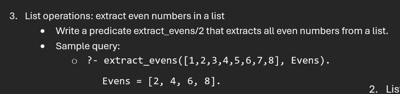 Solved 3. ﻿List operations: extract even numbers in a list - | Chegg.com