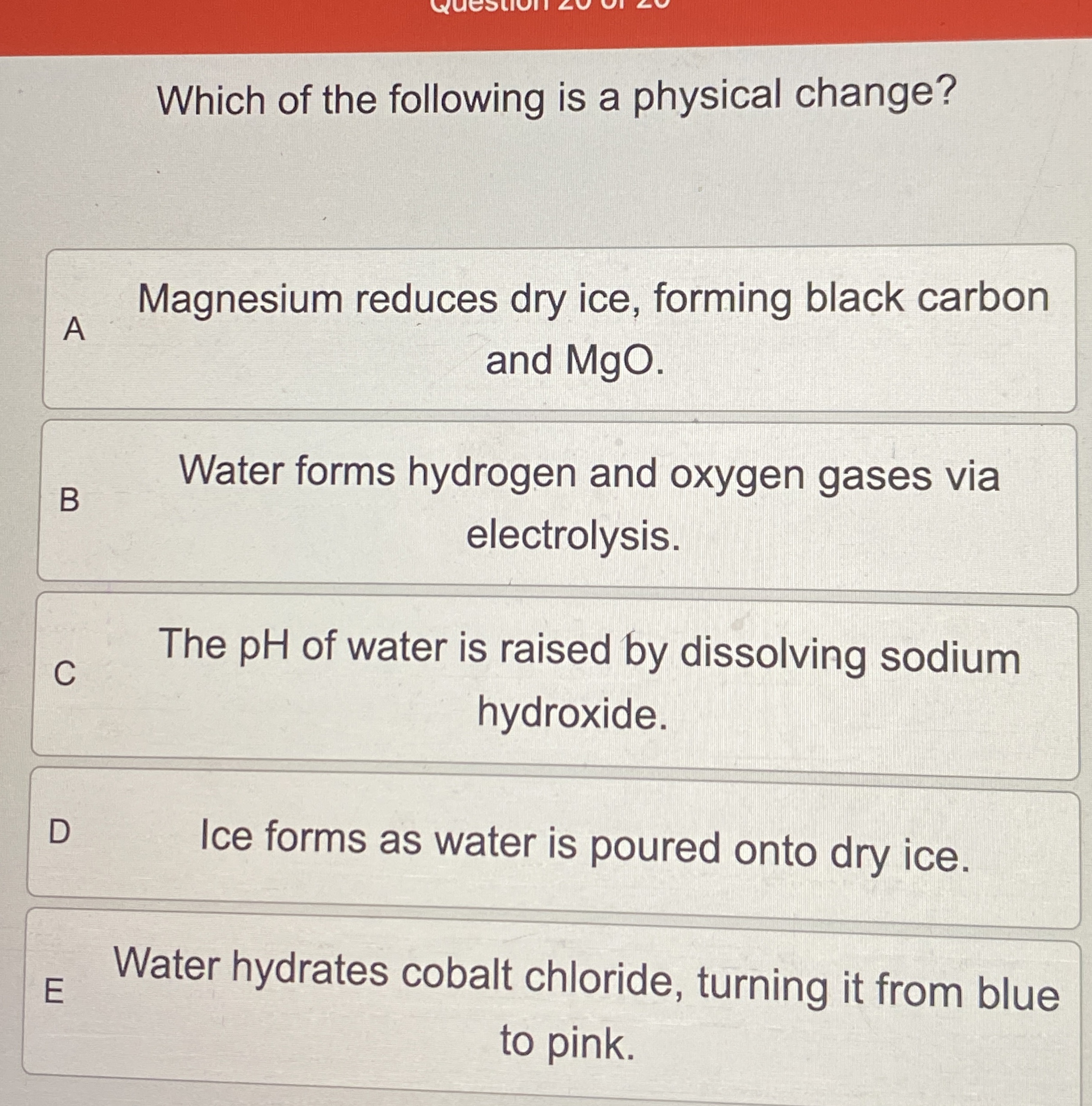 Which of the following is a physical | Chegg.com