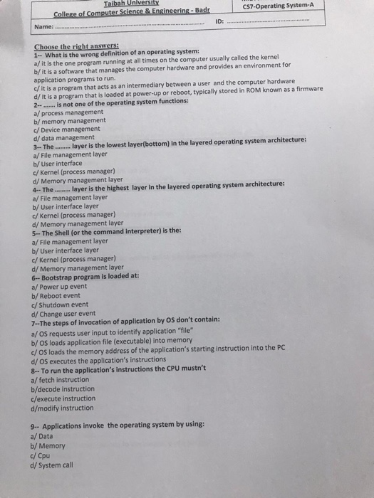 Solved Taibah University College of Computer Science & | Chegg.com