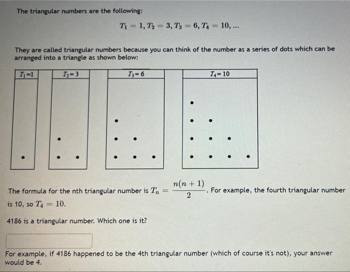 Solved The triangular numbers are the following: Ti = 1, T2 | Chegg.com
