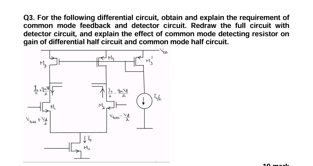 Solved Q3. ﻿For the following differential circuit, obtain | Chegg.com