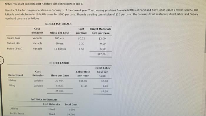 Solved Note: You must complete part A before completing | Chegg.com