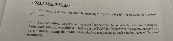 Solved 1. Construct a calibration curve by graphing "E" (mV) | Chegg.com