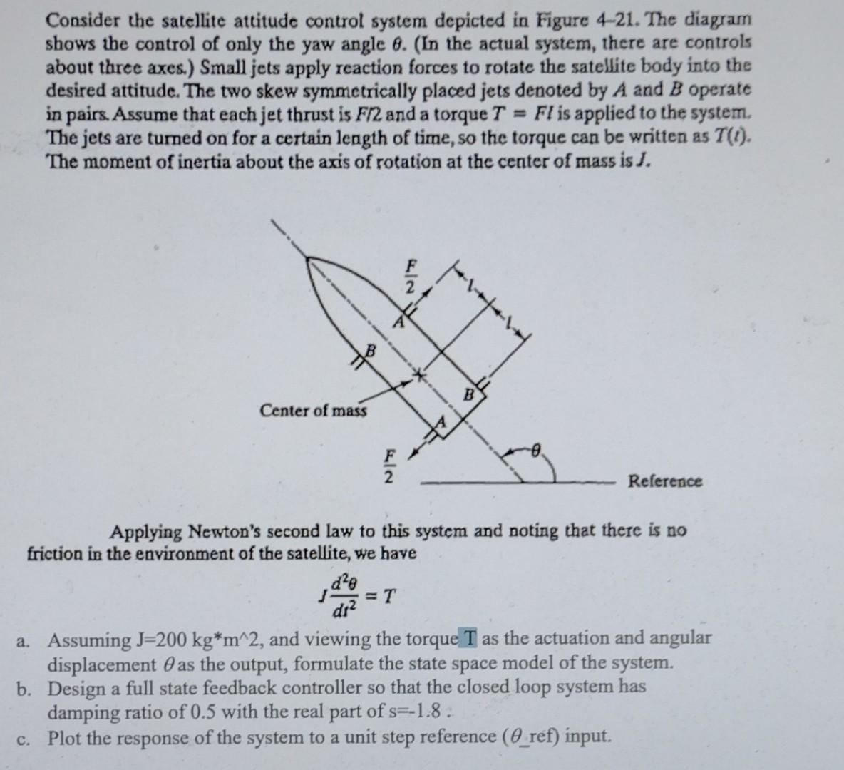 Solved Consider the satellite attitude control system | Chegg.com