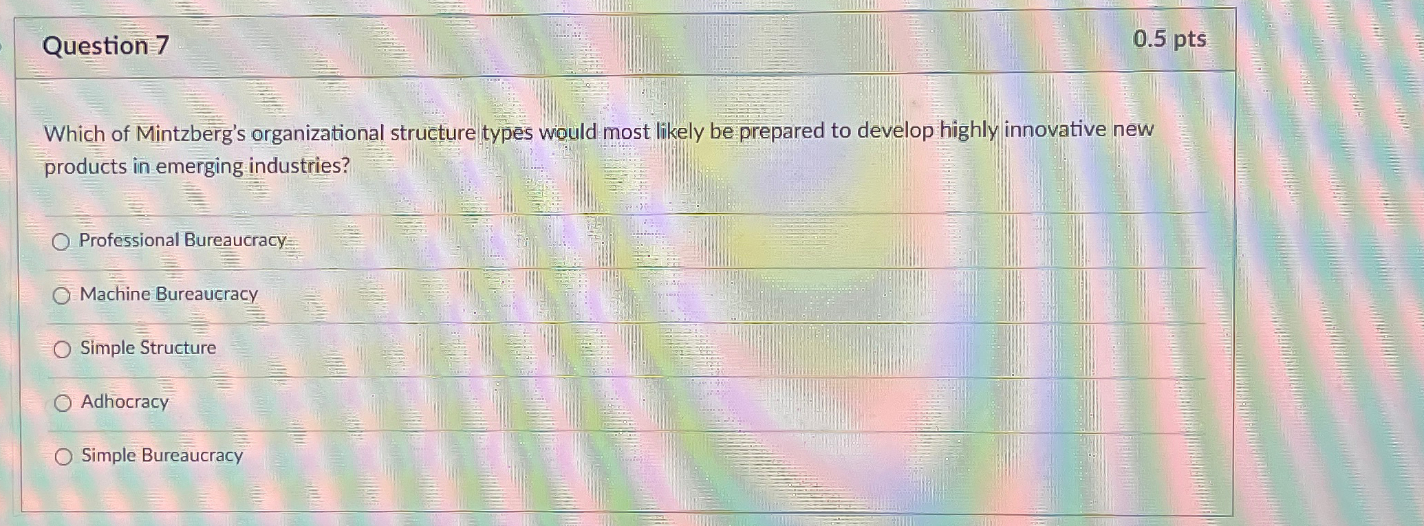 Solved Question 70.5ptsWhich of Mintzberg's organizational | Chegg.com