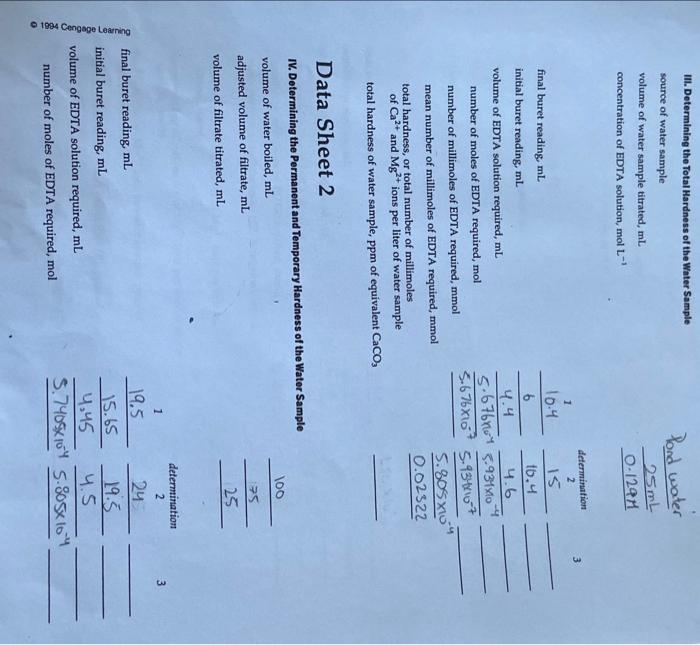how to calculate total hardness of water ppm of | Chegg.com