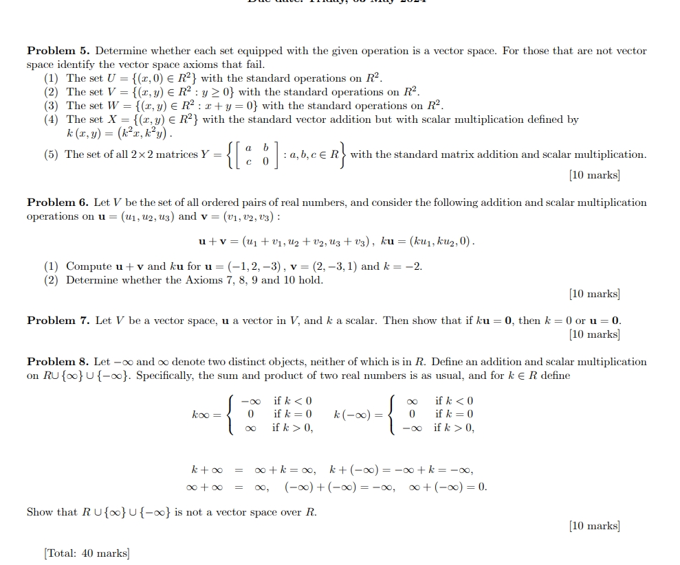 Solved Problem 5. ﻿Determine whether each set equipped with | Chegg.com
