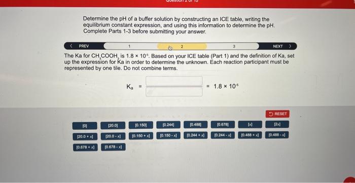 Solved Determine the pH of a buffer solution by constructing | Chegg.com