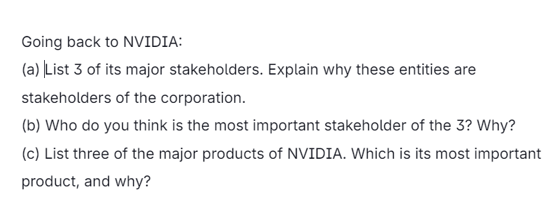 Solved Going back to NVIDIA:(a) ﻿List 3 ﻿of its major | Chegg.com
