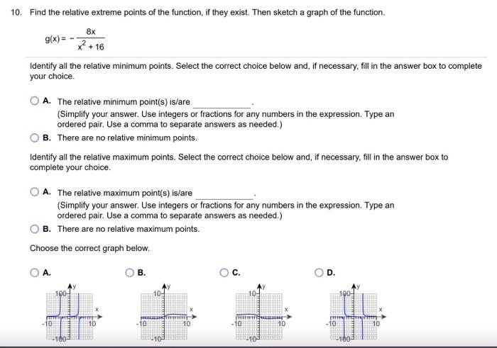 Solved Find the relative extreme points of the function, if | Chegg.com