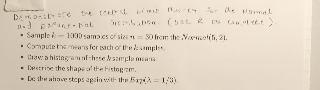 Solved Demonstrate the central Limit Theorem for the Normal | Chegg.com