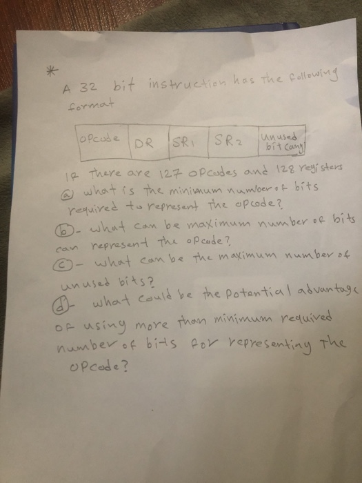 Solved A 32 bit instruction has the following format lopcude | Chegg.com