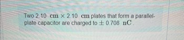 Solved Two 2.10 cm×2.10 cm plates that form a parallelplate | Chegg.com