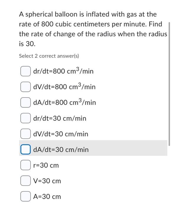 A spherical balloon is inflated with gas at the rate | Chegg.com