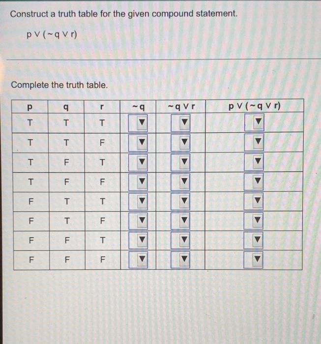 Solved Construct a truth table for a given compound | Chegg.com
