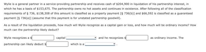 Solved Wylie is a general partner in a service-providing | Chegg.com