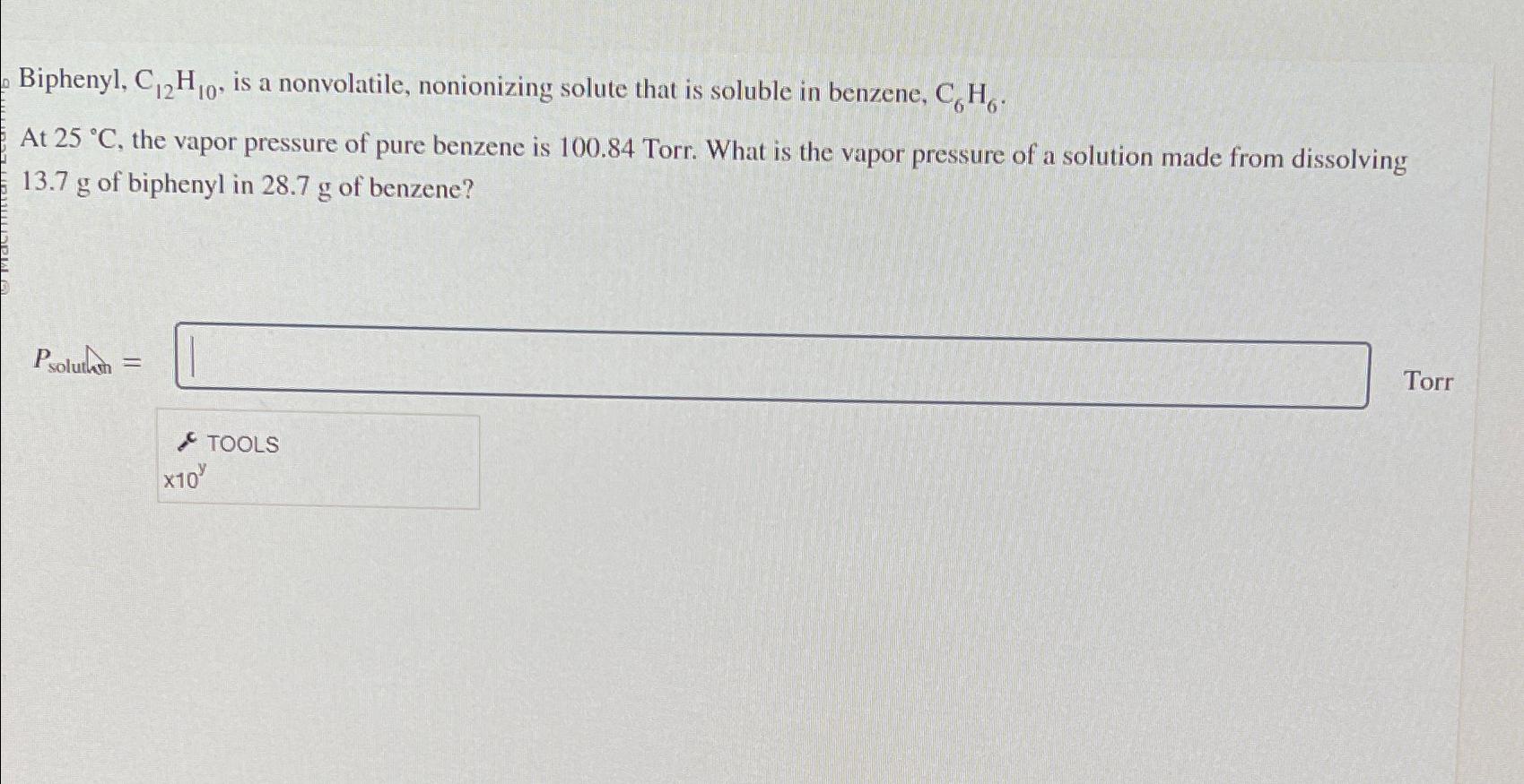 Solved Biphenyl, C12H10, ﻿is a nonvolatile, nonionizing | Chegg.com