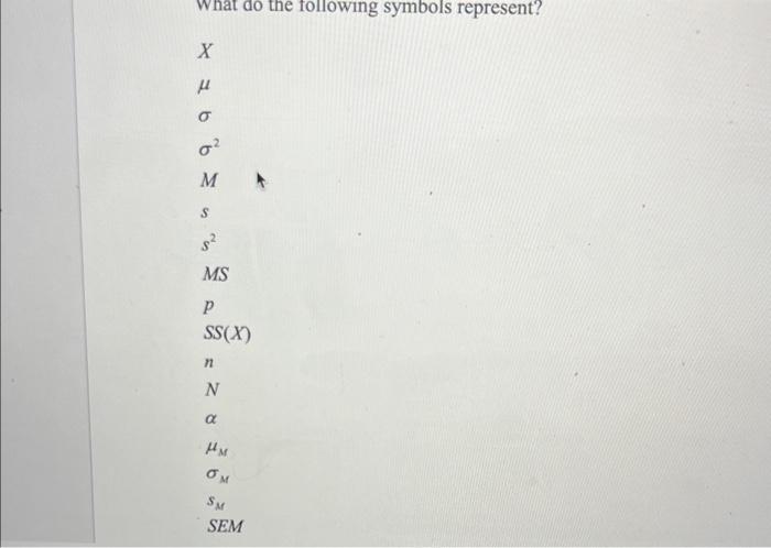 Solved What do the following symbols represent? | Chegg.com