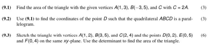 Solved (9.3) Sketch the triangle with vertices A(1, 2), B(3, | Chegg.com