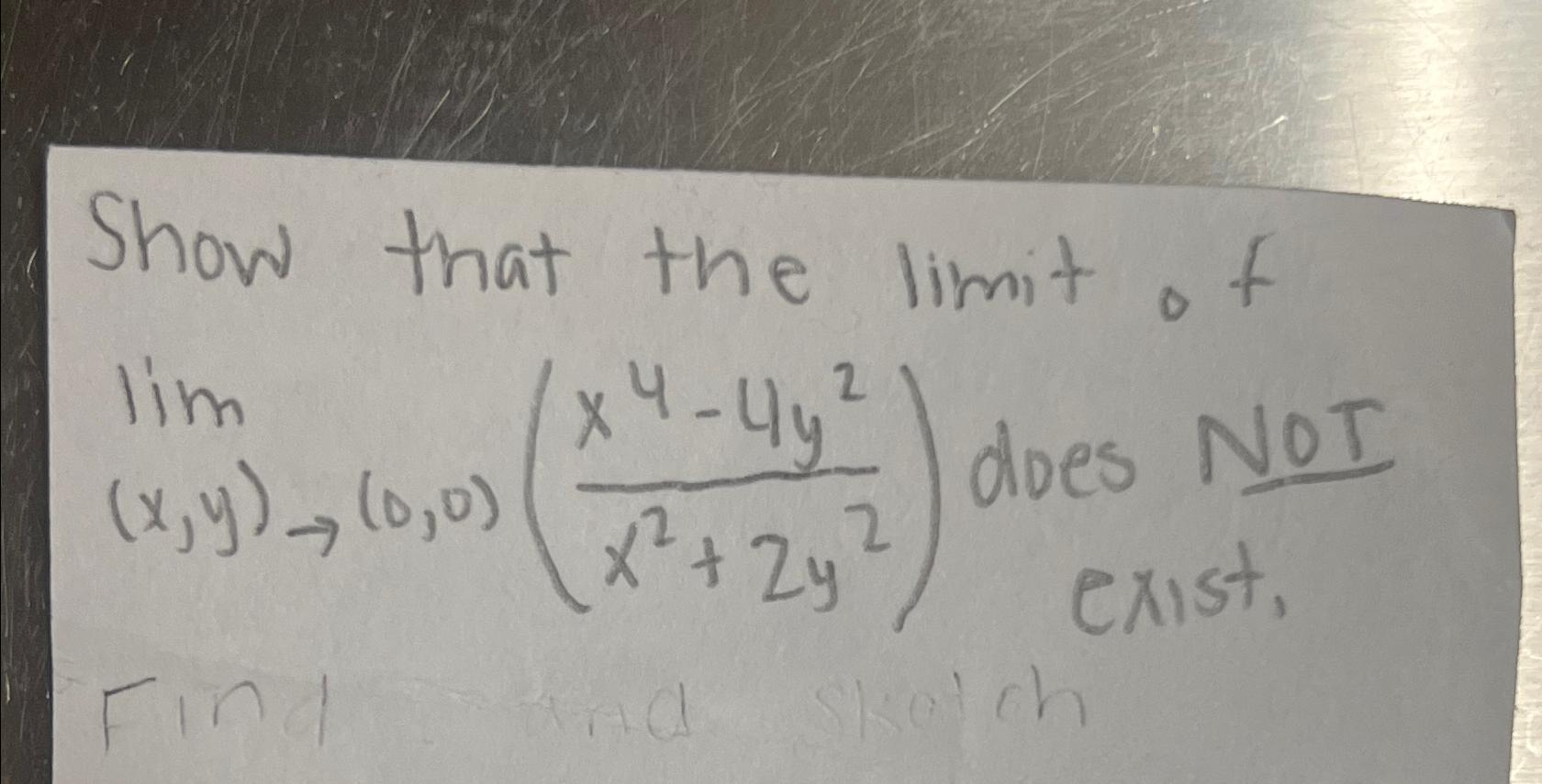 Solved Show that the limit of lim(x,y)→(0,0)(x4-4y2x2+2y2) | Chegg.com