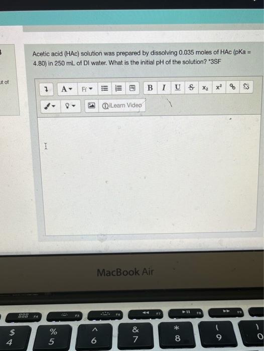 Solved Acetic acid (HAc) solution was prepared by dissolving | Chegg.com