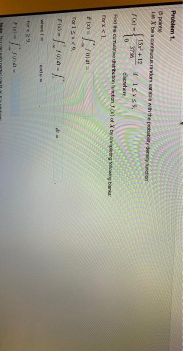 Solved Problem 1 5 Points Let X Be A Continuous Random 1675