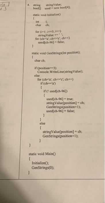 Solved 4. string 23 bolj used - new bool(4): string Value | Chegg.com
