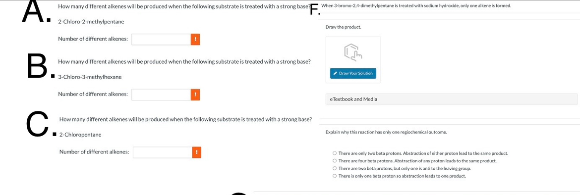 Solved A.How many different alkenes will be produced when | Chegg.com