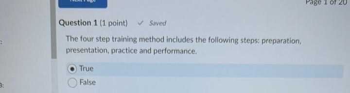 Solved Question 1 (1 ﻿point) ﻿SavedThe four step training | Chegg.com