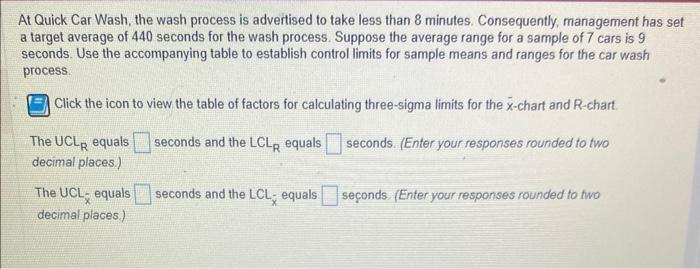 Solved Factors for dalculating three-sigma limits for the | Chegg.com