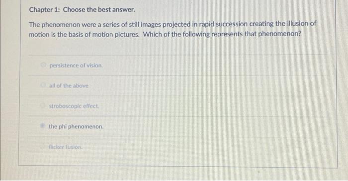 Chapter 1: Choose the best answer. The phenomenon | Chegg.com