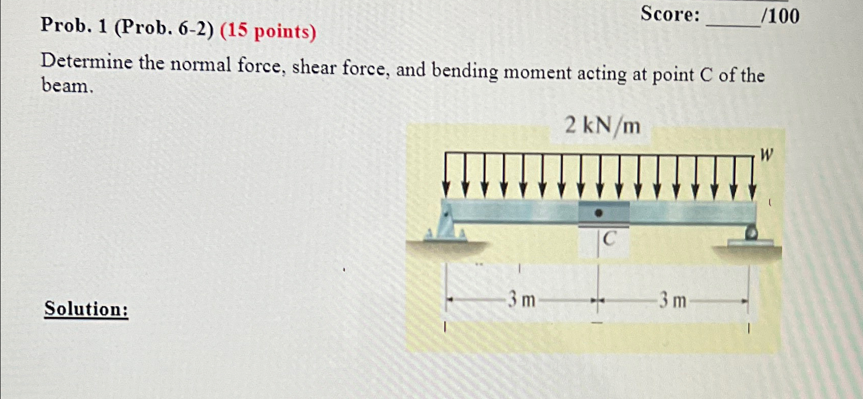 Solved Prob. 1 (Prob. 6-2) (15 points)Score: ,100Determine | Chegg.com Solved Prob. 1 (Prob. 6-2) (15 points)Score: ,100Determine | Chegg.com
