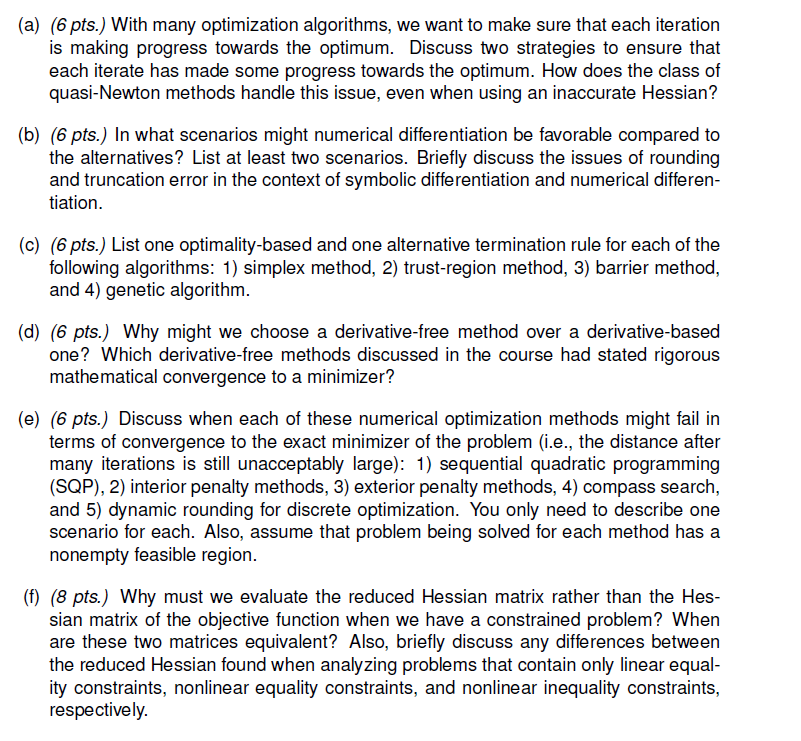 Solved (a) (6 pts.) ﻿With many optimization algorithms, we | Chegg.com