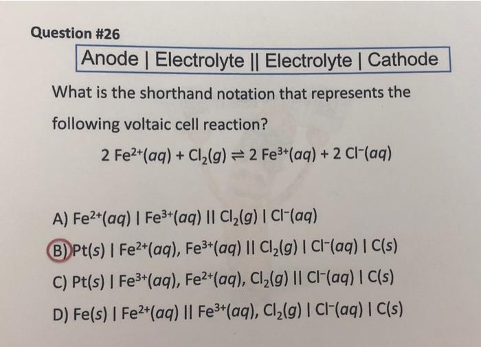 Solved Question #26 Anode | Electrolyte || Electrolyte | | Chegg.com
