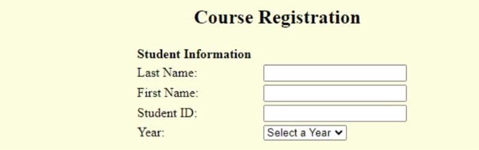 Solved Course RegistrationThis page says User Last Name | Chegg.com