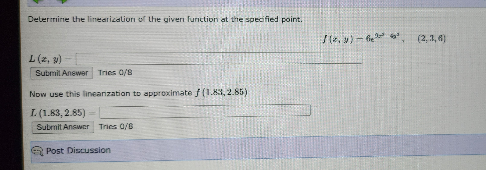 Solved Determine The Linearization Of The Given Function At