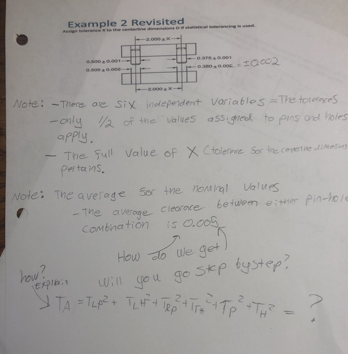 Solved Example 2 Revisited Assign tolerance x to the | Chegg.com