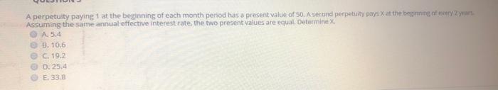 Solved A perpetuity paying 1 at the beginning of each month | Chegg.com