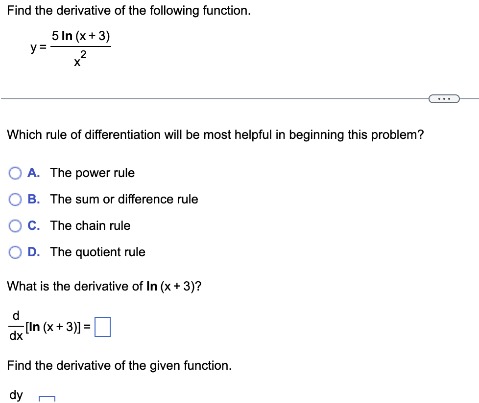 Solved Find the derivative of the following | Chegg.com