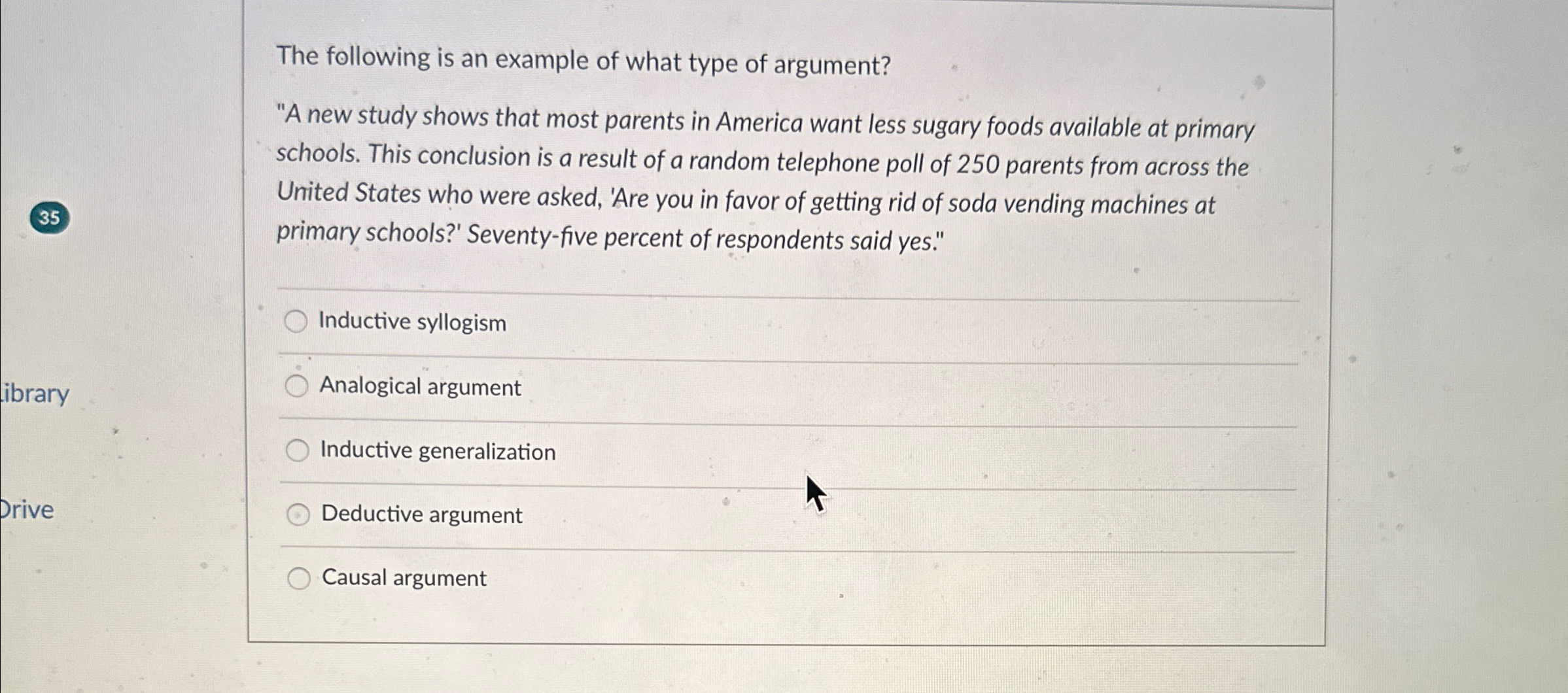 Solved The following is an example of what type of | Chegg.com