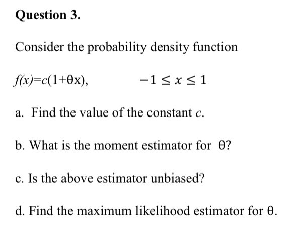 Question 3.Consider the probability density | Chegg.com