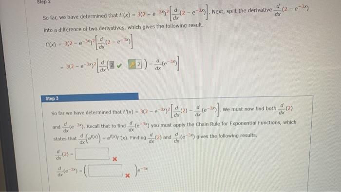 Solved Step 2 Loca-e- 3. Next, split the derivative -12-2-3) | Chegg.com
