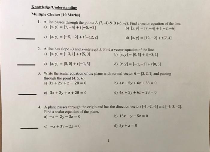 Solved Knowledge/Understanding Multiple Choice: [10 Marks] | Chegg.com