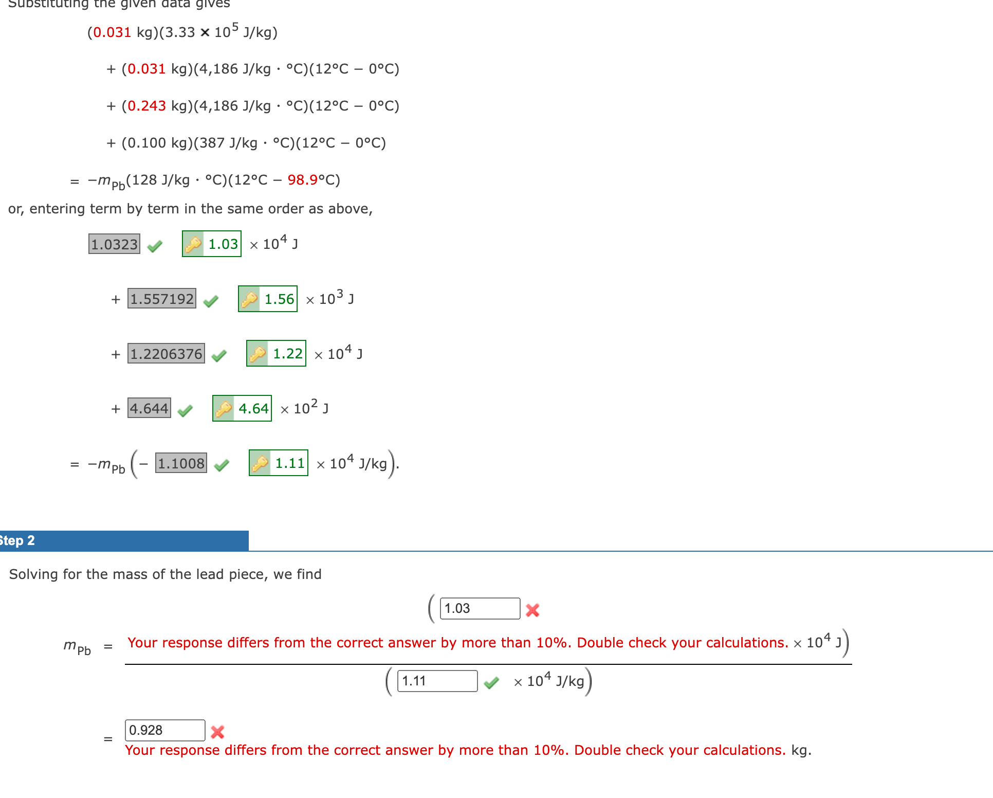 Solved Solve the step 2 ﻿:A 31.0-g ice cube floats in 243 ﻿g | Chegg.com